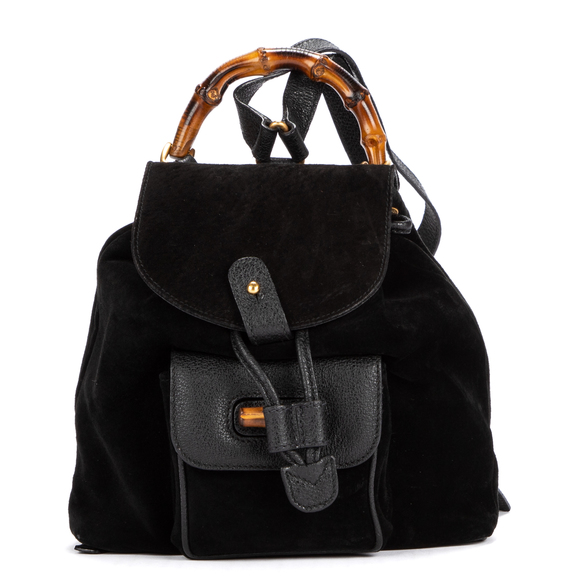 Gucci | Bags | Gucci Mini Bamboo Backpack In Black Suede Leather | Poshmark